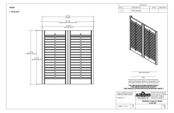 Interior and Exterior Shutter CAD Drawings - Americana Devenco