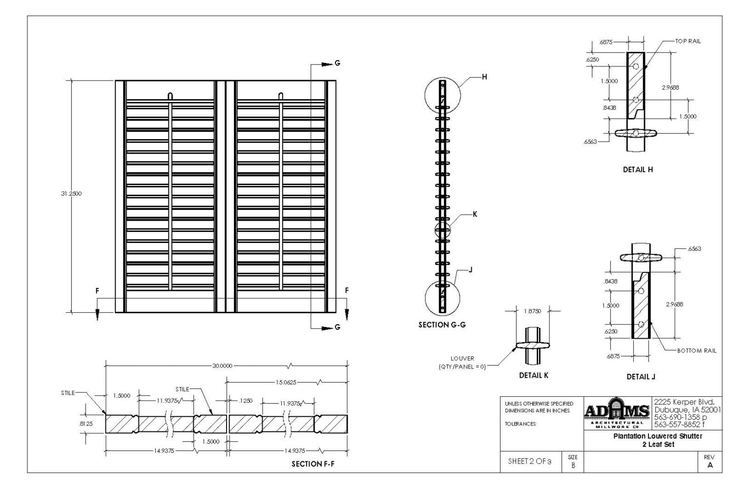 Interior and Exterior Shutter CAD Drawings - Americana Devenco