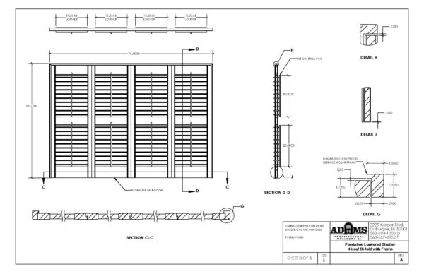 Interior and Exterior Shutter CAD Drawings - Americana Devenco