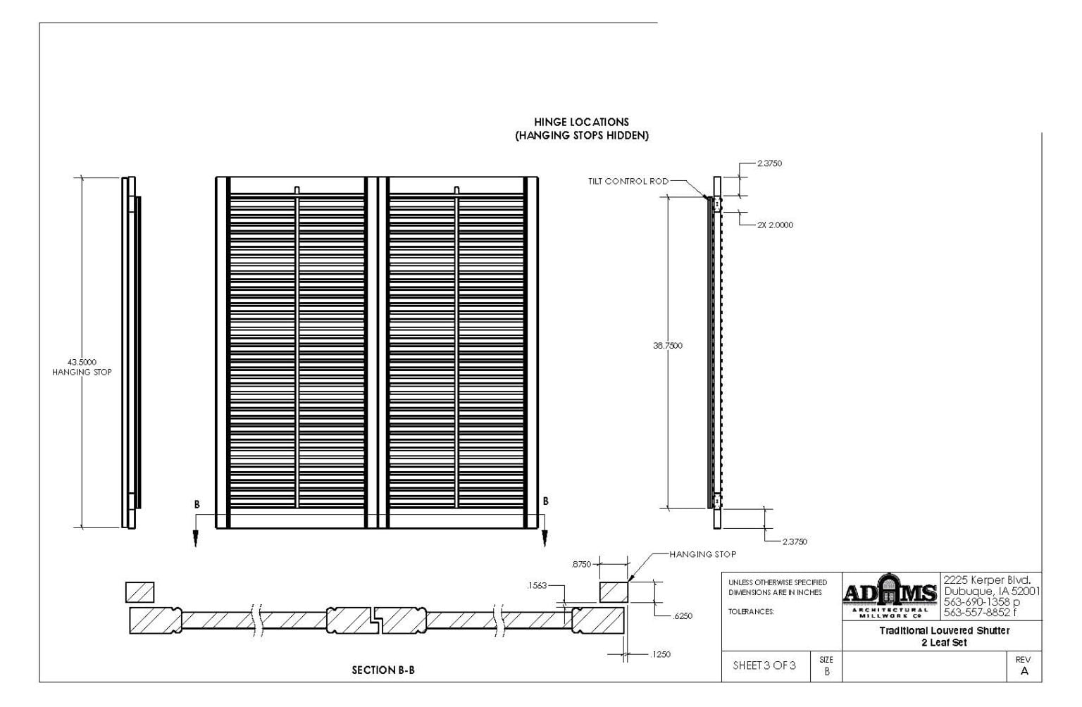 Interior and Exterior Shutter CAD Drawings - Americana Devenco