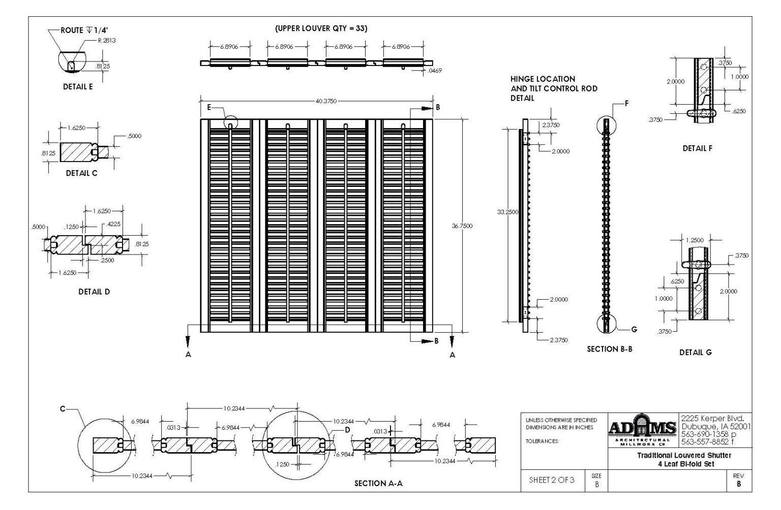 Interior and Exterior Shutter CAD Drawings - Americana Devenco