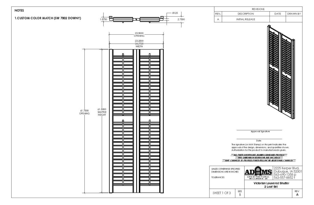 Interior and Exterior Shutter CAD Drawings - Americana Devenco