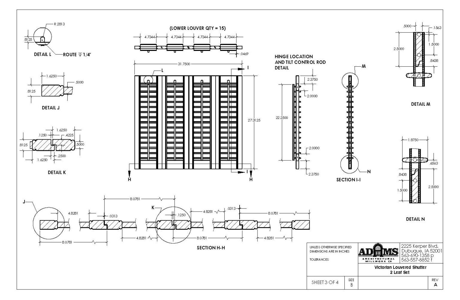 Interior and Exterior Shutter CAD Drawings - Americana Devenco
